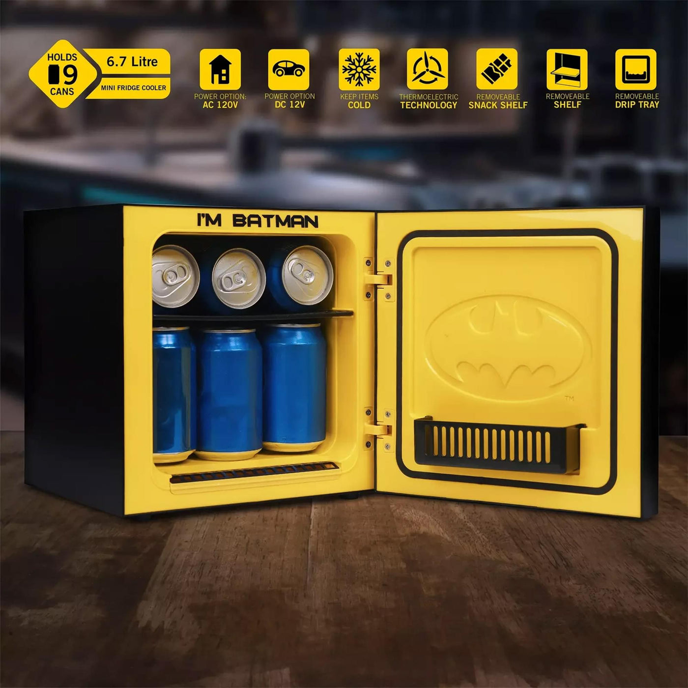 DC Comics Batman Logo 6.7L Thermoelectric Cooler | Holds 9 Soda Cans ...