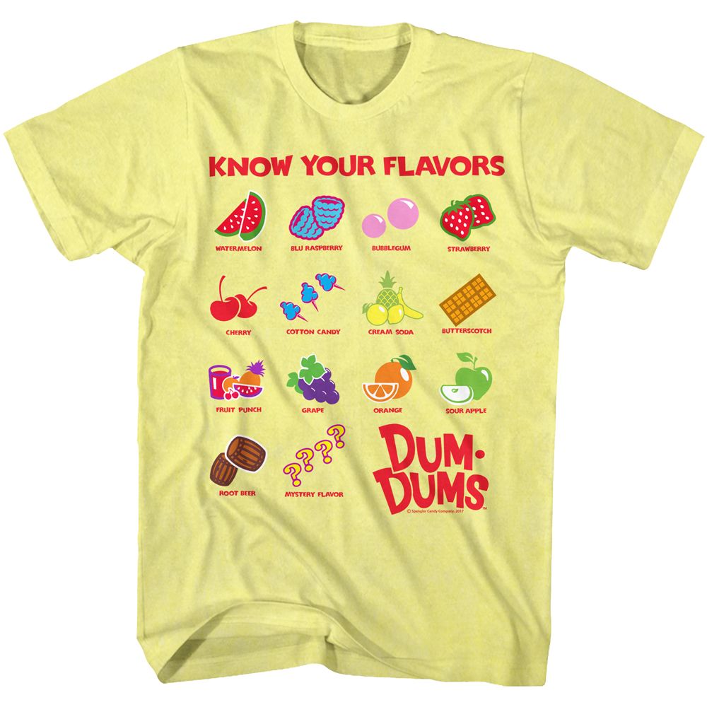 Dum Dums - Flavor Chart (Yellow) — MeTV Mall