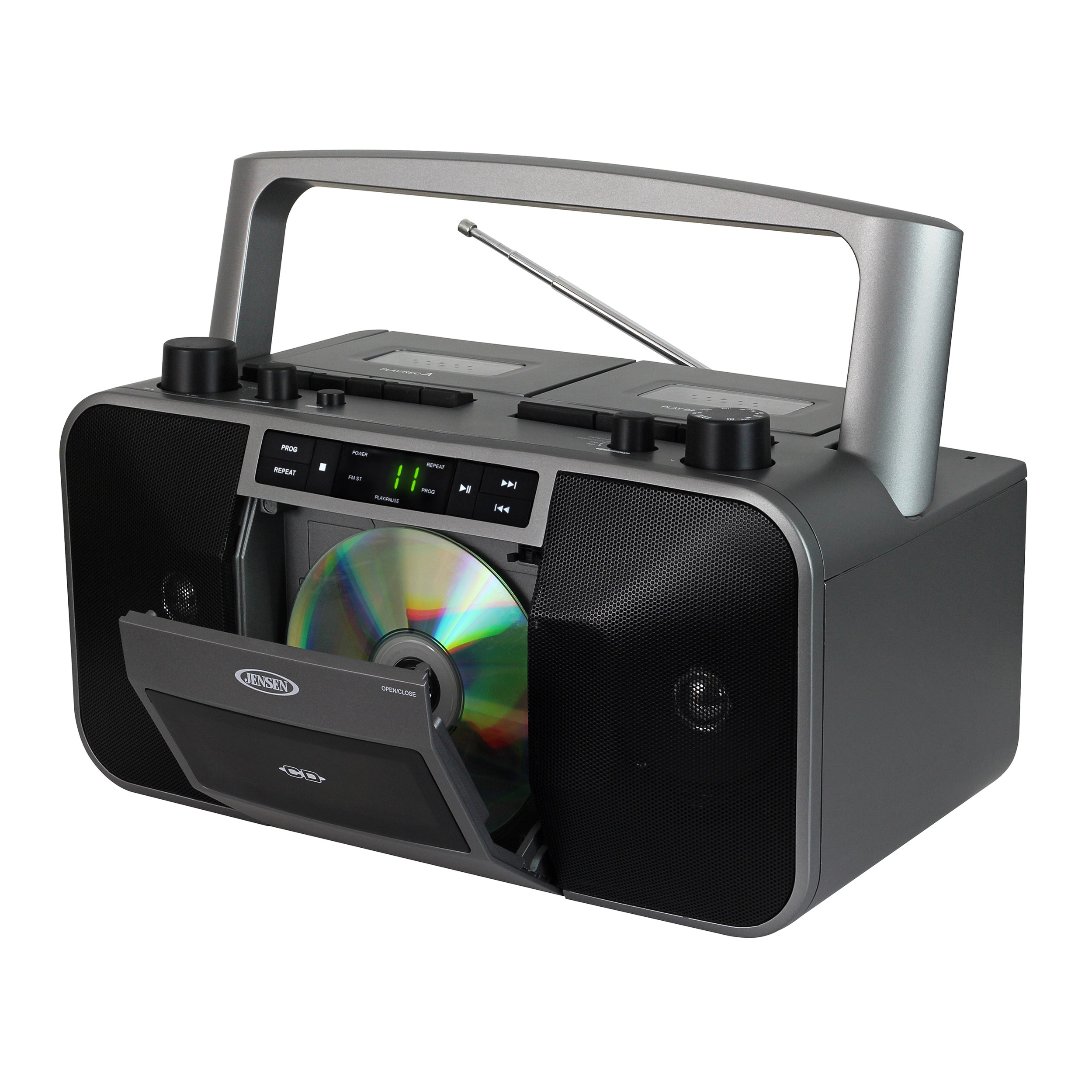 Jensen Portable Stereo CD Player Dual Cassette Deck Recorder with AM/F ...
