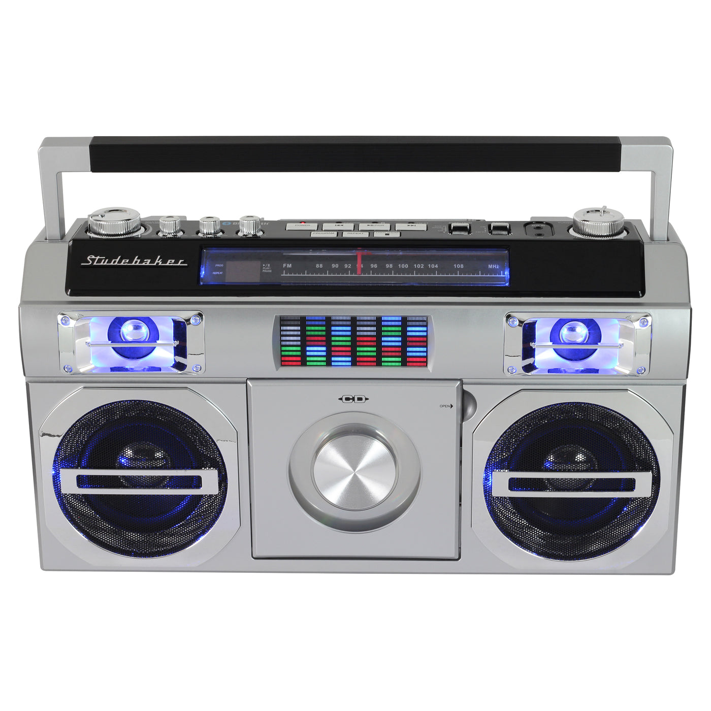 Studebaker 80's Retro Street Boombox with FM Radio, CD Player, LED EQ ...