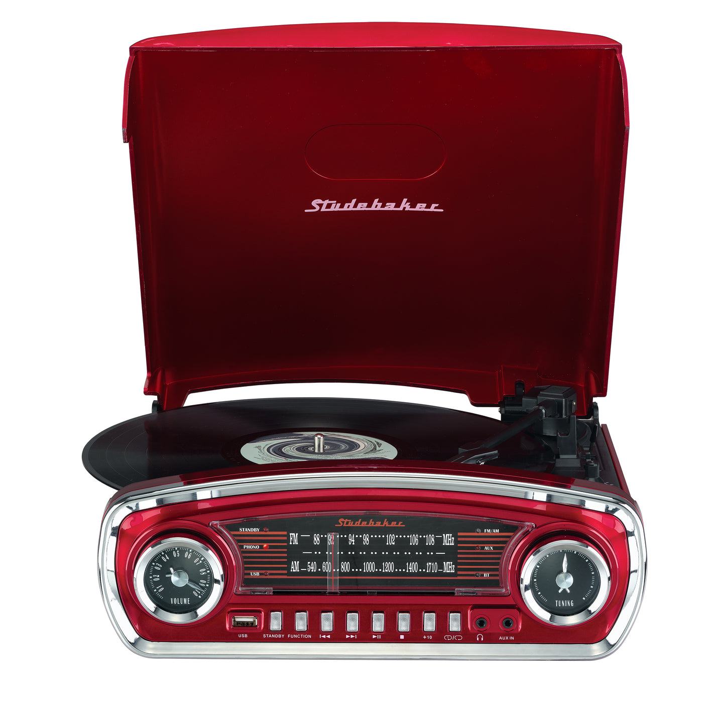 Studebaker 3-Speed Turntable with Bluetooth Receiver and AM/FM Radio ...