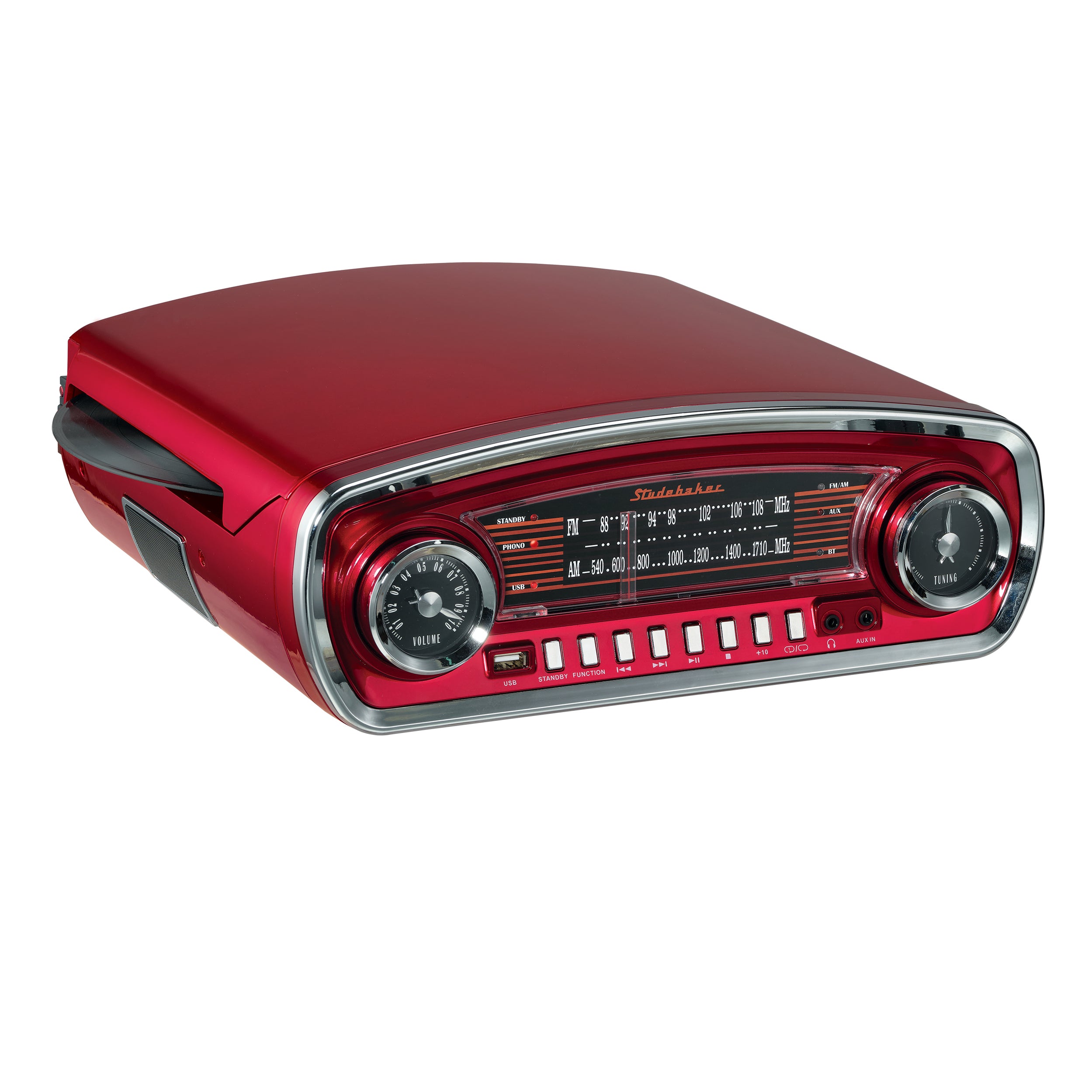Studebaker 3-Speed Turntable with Bluetooth Receiver and AM/FM Radio ...