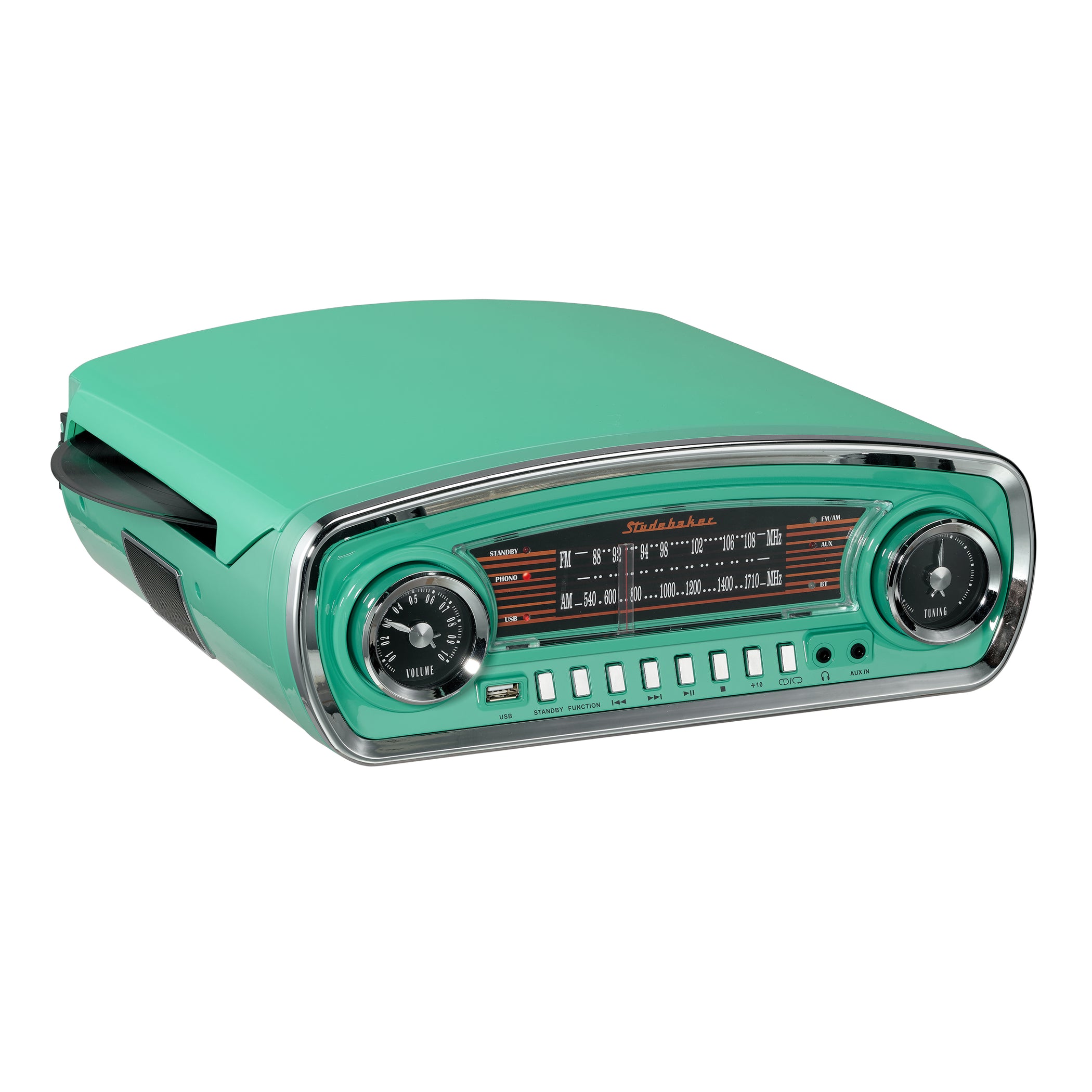 Studebaker 3-Speed Turntable with Bluetooth Receiver and AM/FM Radio ...