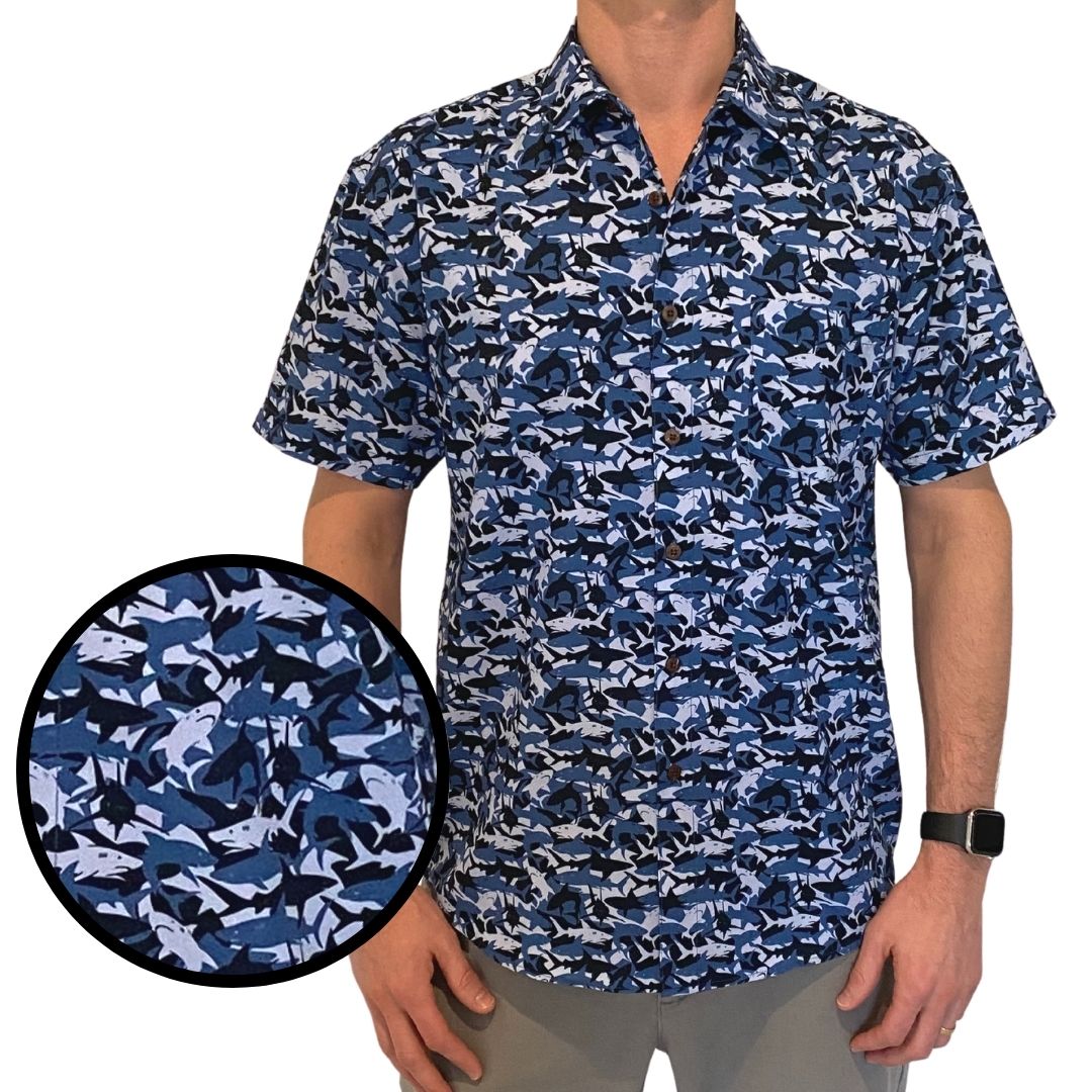 Super Stretch - Shark Attack Hawaiian Shirt — MeTV Mall